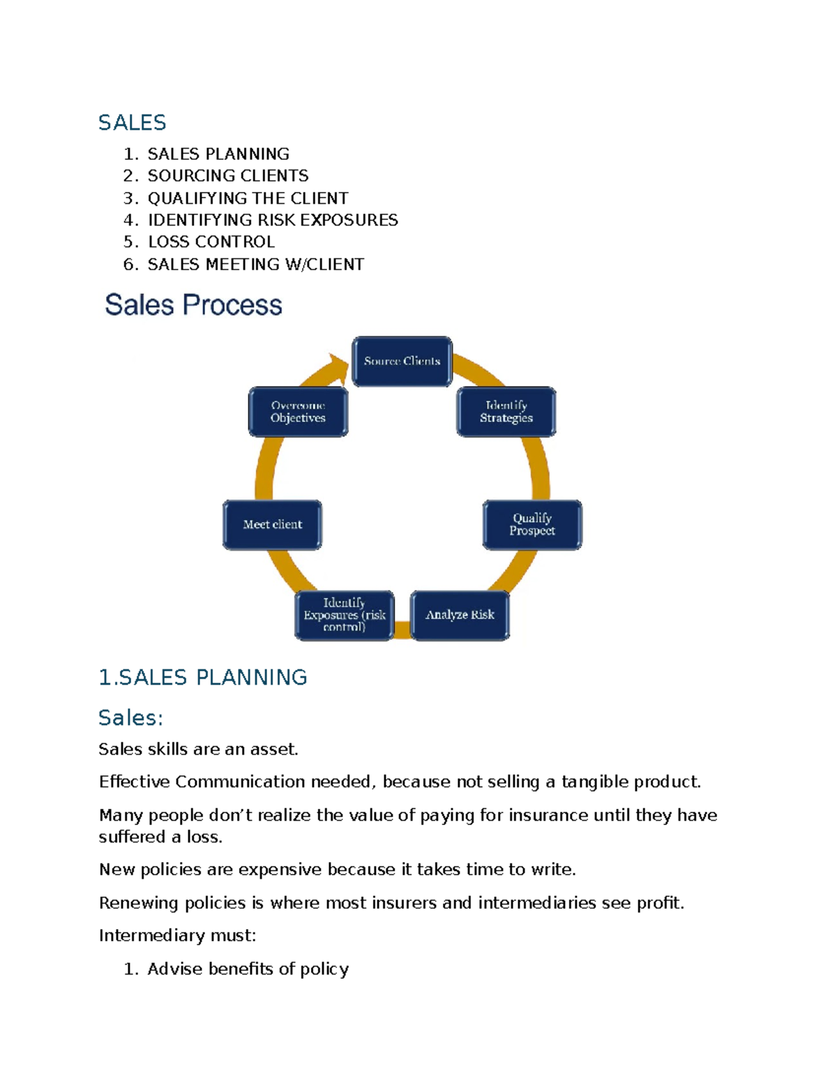 SALES 101: Chapter 2 Notes on Planning, Client Sourcing & Risk ...