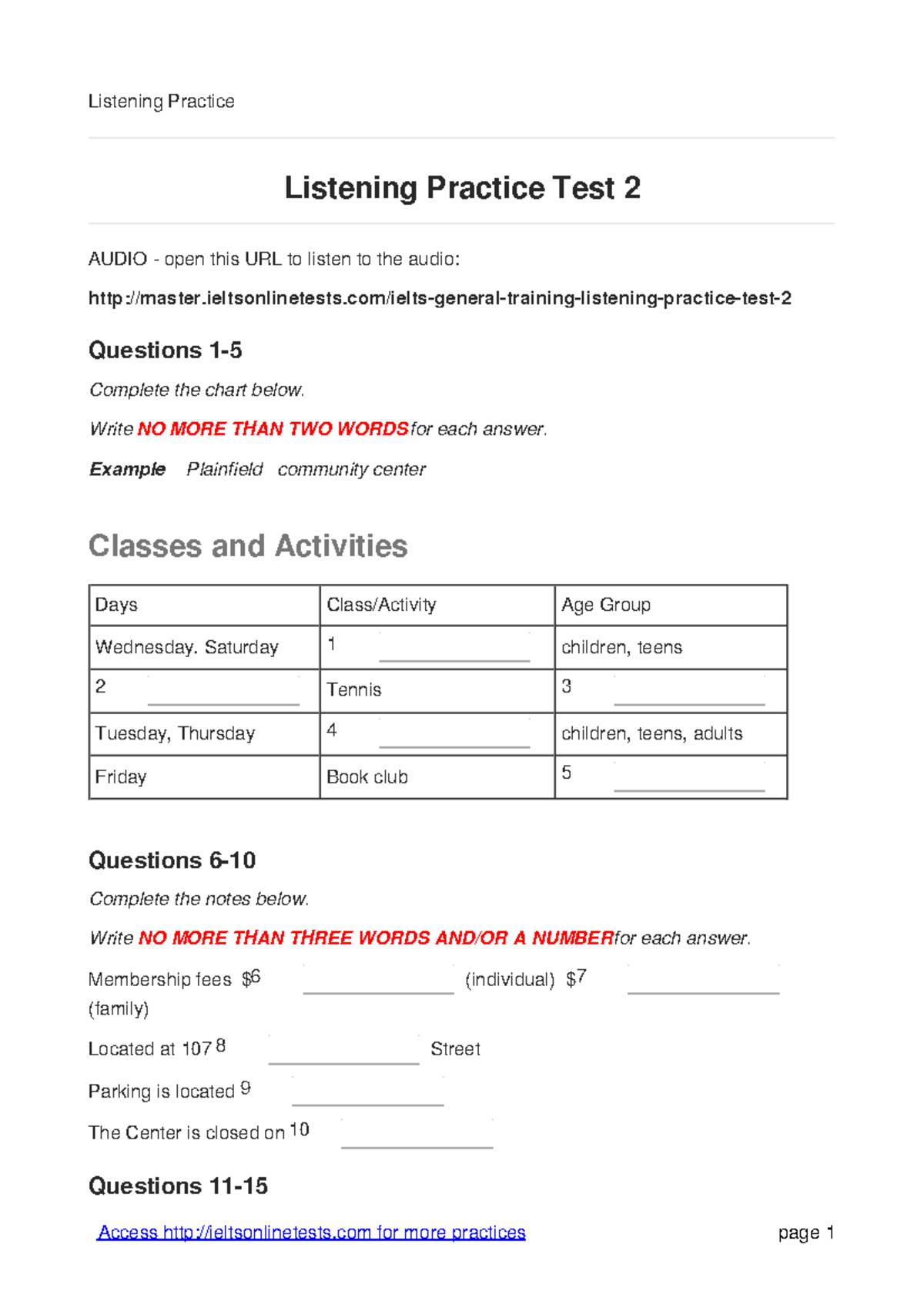 Listening Practice Test 2-941: Audio & Questions Overview - Studocu