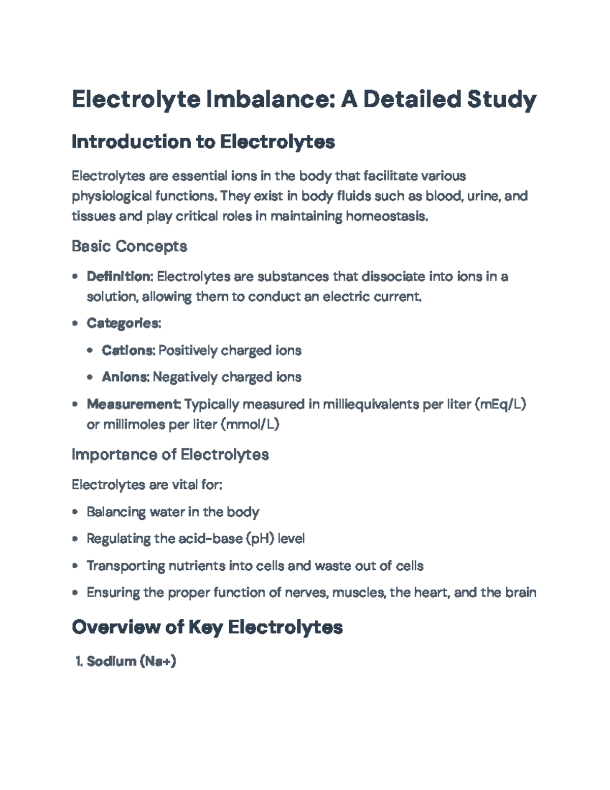 Electrolyte Imbalance: Understanding Key Electrolytes and Their ...
