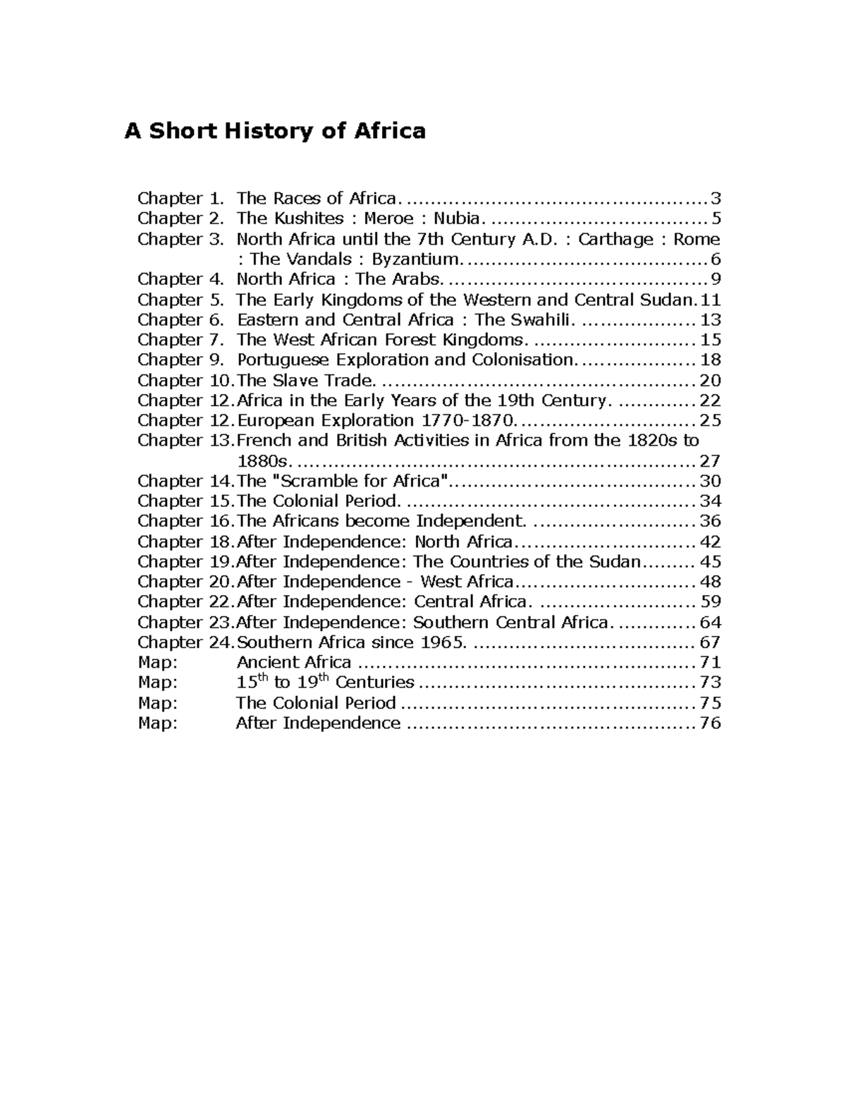A Short History of Africa: Key Chapters and Insights - Studocu