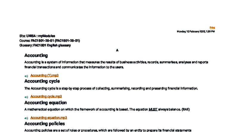 FAC1501 English Glossary: Key Accounting Terms and Concepts - Studocu