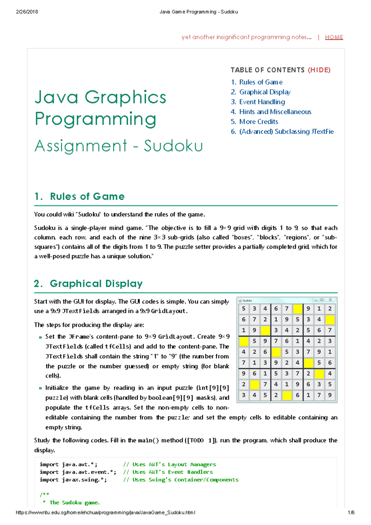 Java Programming - Sudoku Game Development Guide - Studeersnel