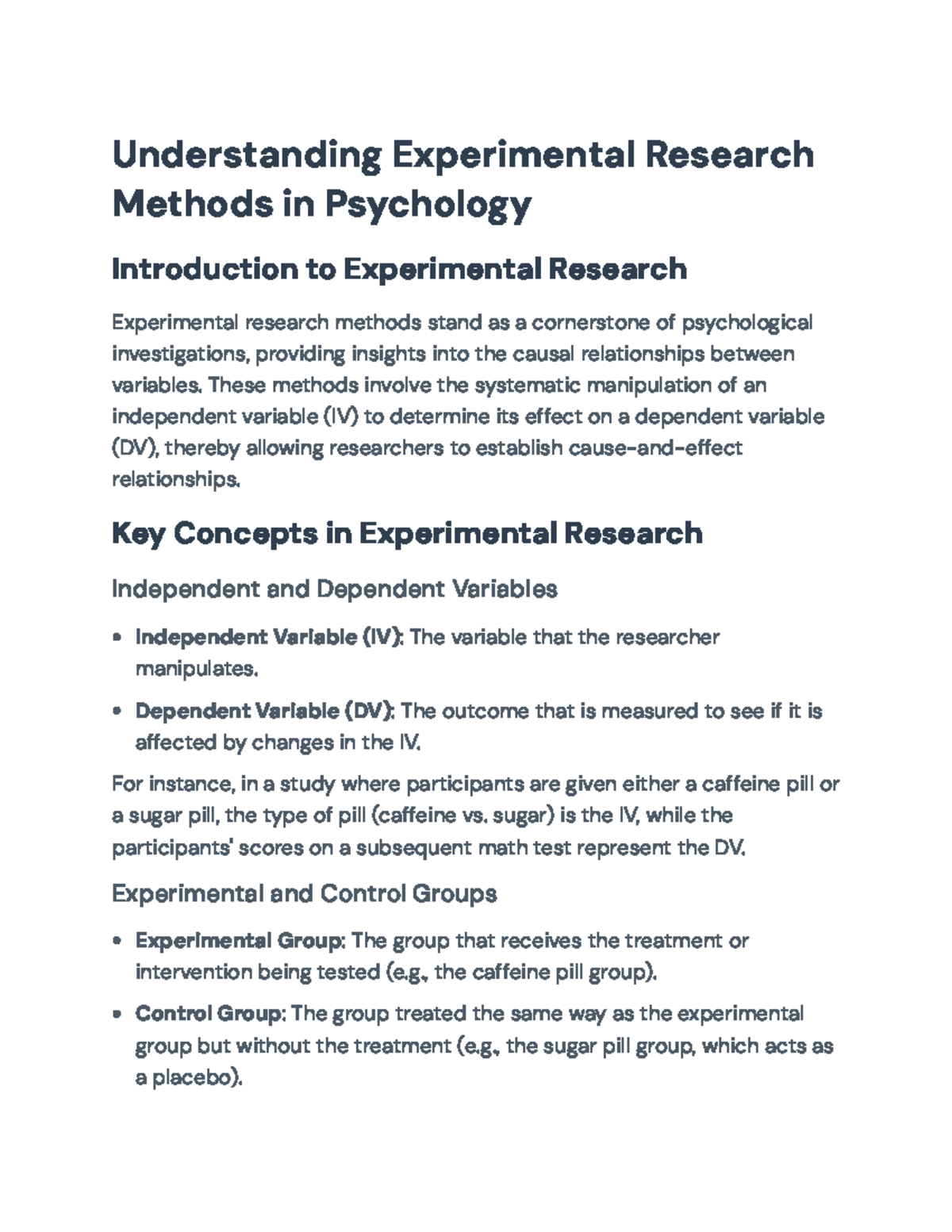 Psychology 101: Understanding Experimental Research Methods - Studocu