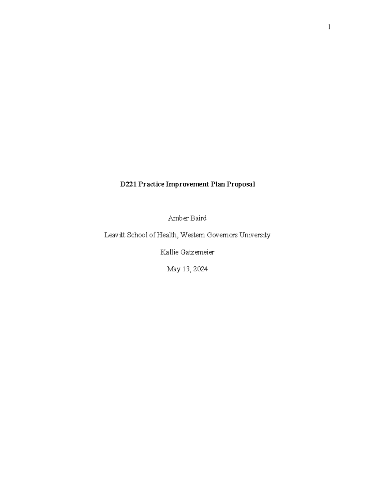 D221 Task 12.23 - passed - D221 Practice Improvement Plan Proposal ...
