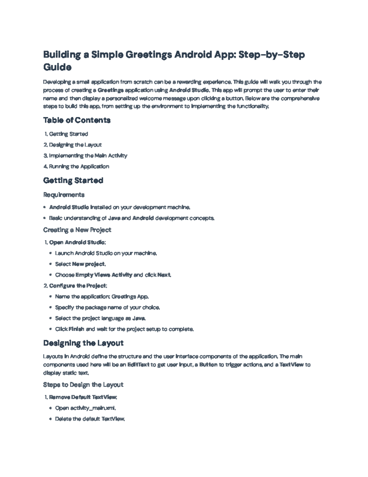 Android Dev Guide: Build a Simple Greetings App Step-by-Step - Studocu