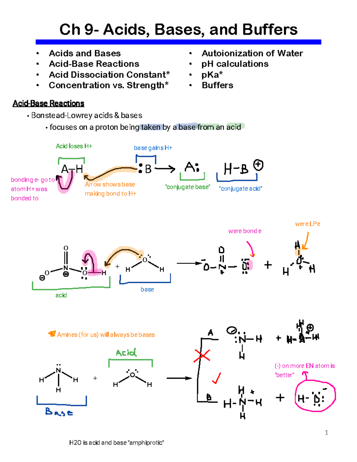 Chapter 9 Notes: Acids, Bases, and Buffers Summary - Studocu