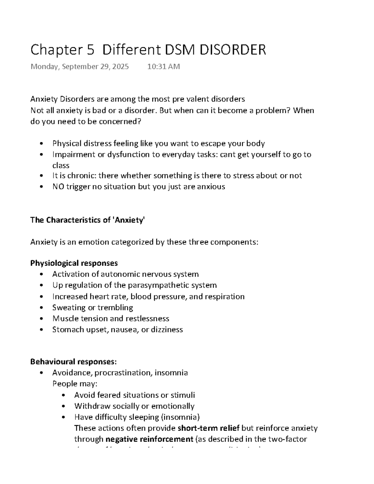 Chapter 5: DSM-5 Criteria & Treatment for Anxiety Disorders - Studocu