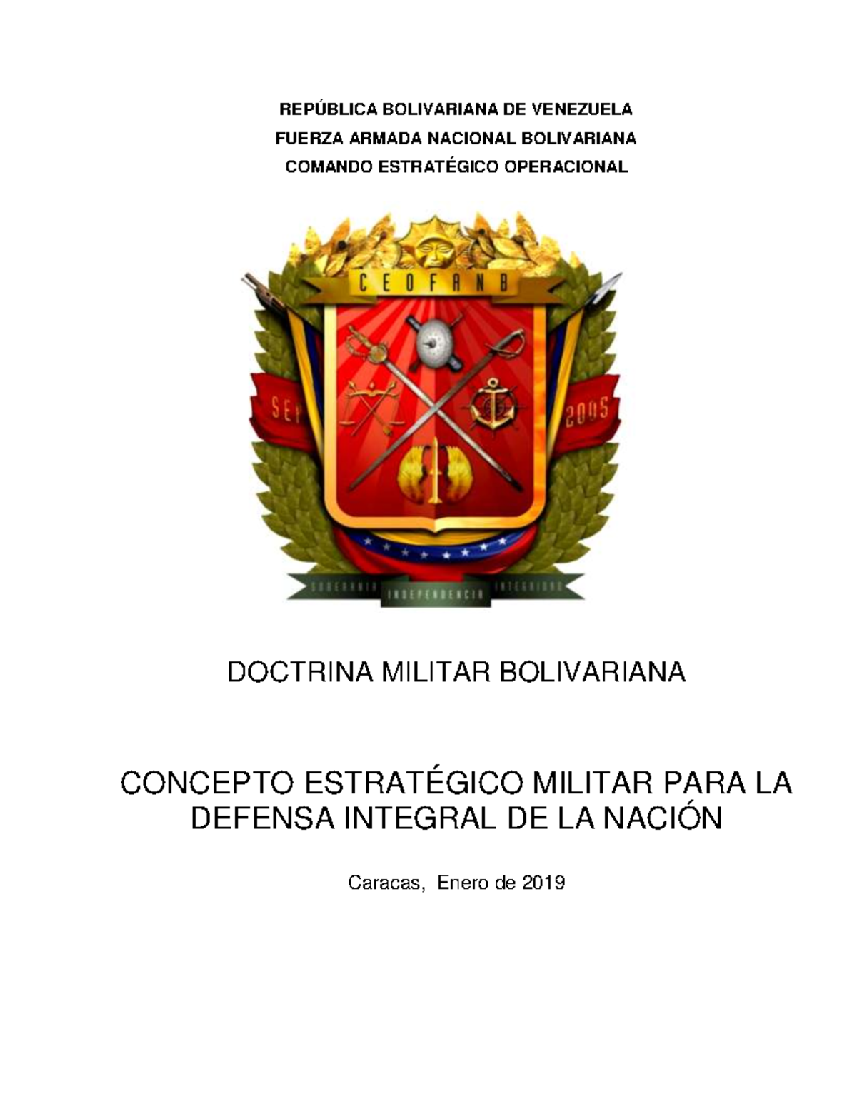 Estrategia Militar para la Defensa Integral de la Nación (29ABR19 ...