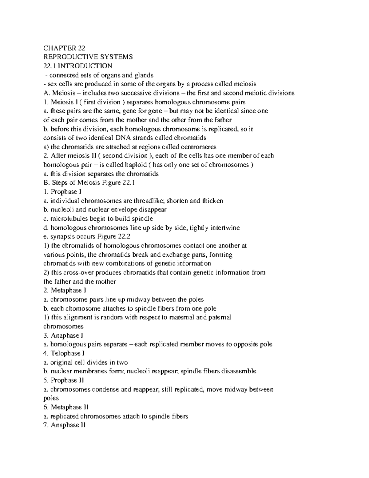 AP II CH 22 - Lecture notes 3-4 - CHAPTER 22 REPRODUCTIVE SYSTEMS 22 ...