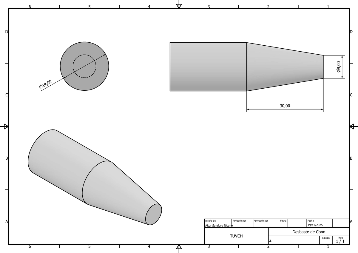 Cono torno - maquinas y herramientas - AB 6 AB CD CD - n19,00 30,00 n9 ...