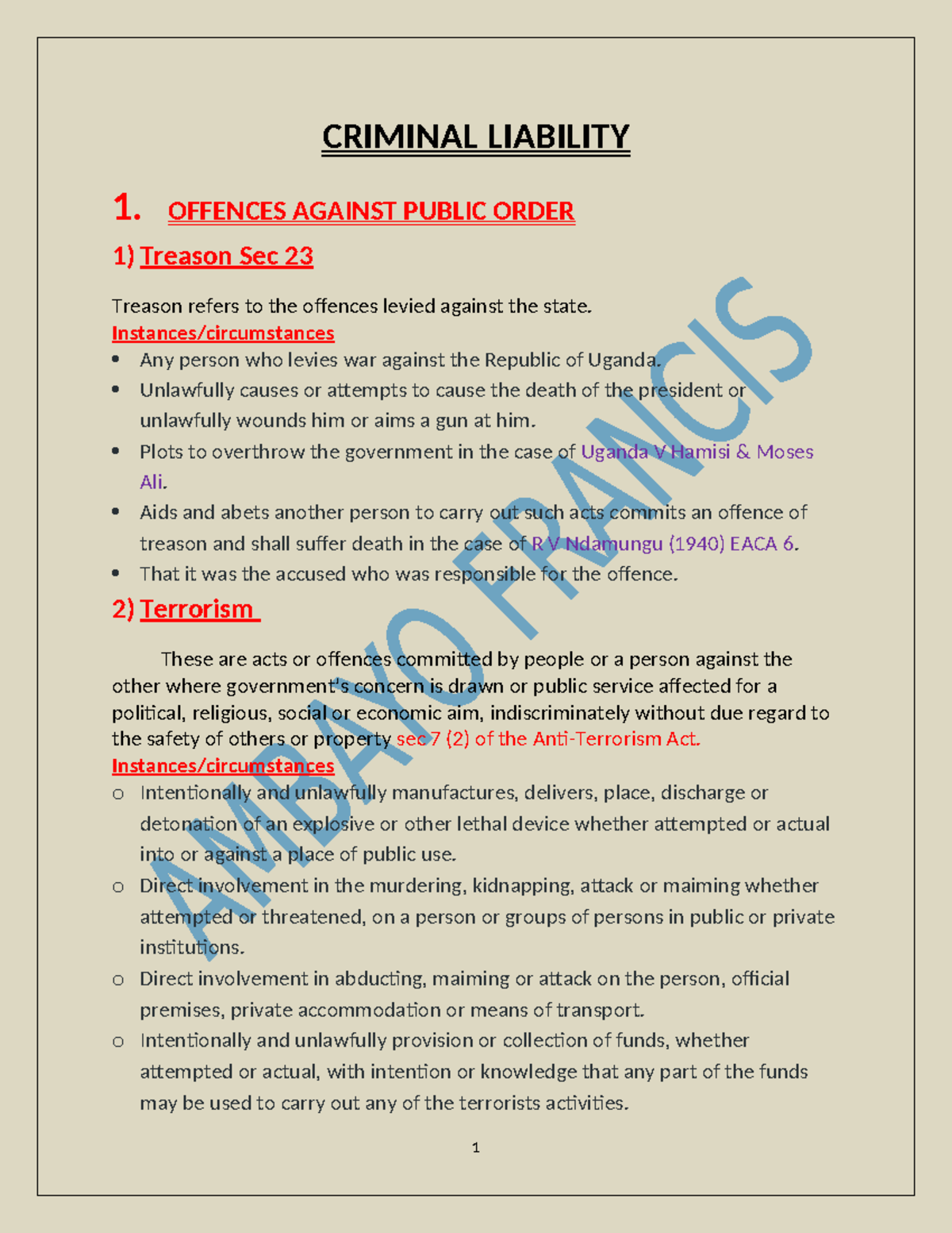LLB Offences Summary: Key Points on Criminal Liability - Studocu