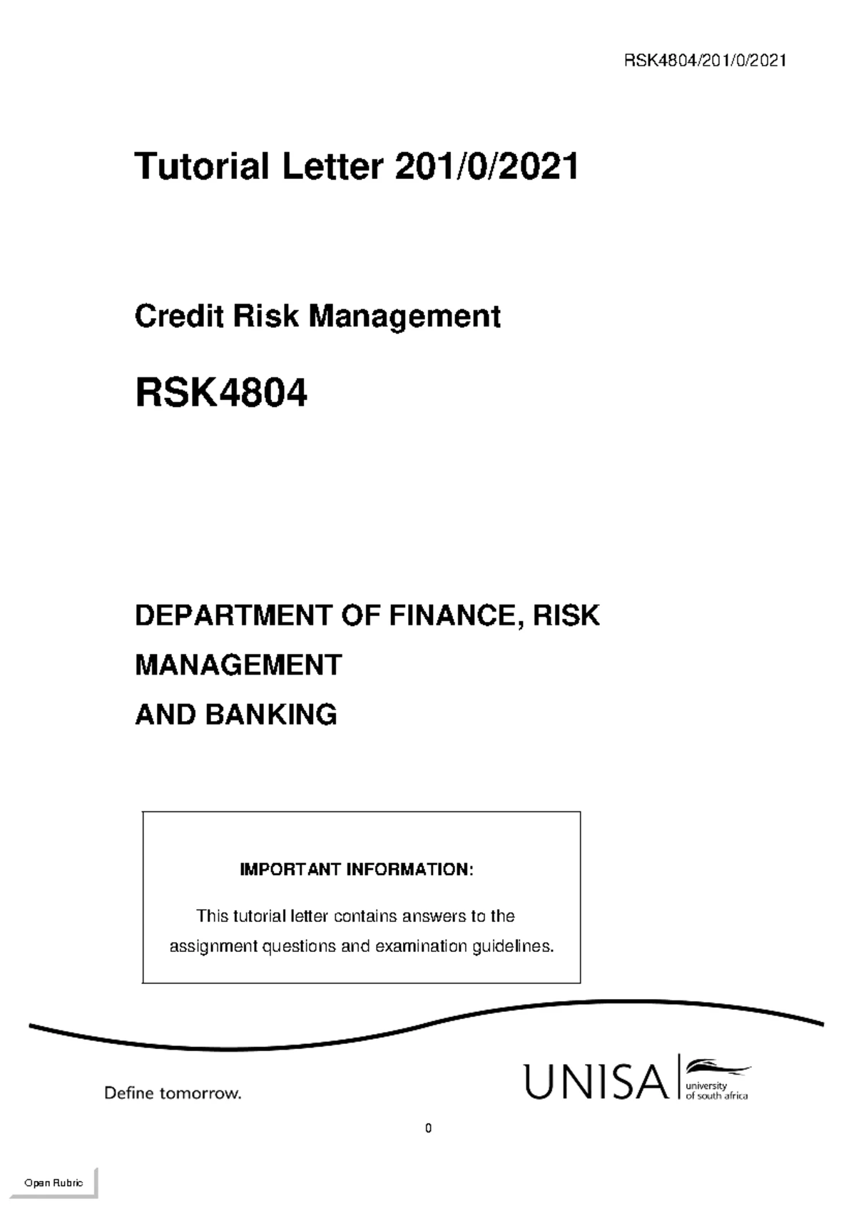 RISK FINANCING – RISK RETENTION TOPIC 4 - i RSK4803: RISK FINANCING ...