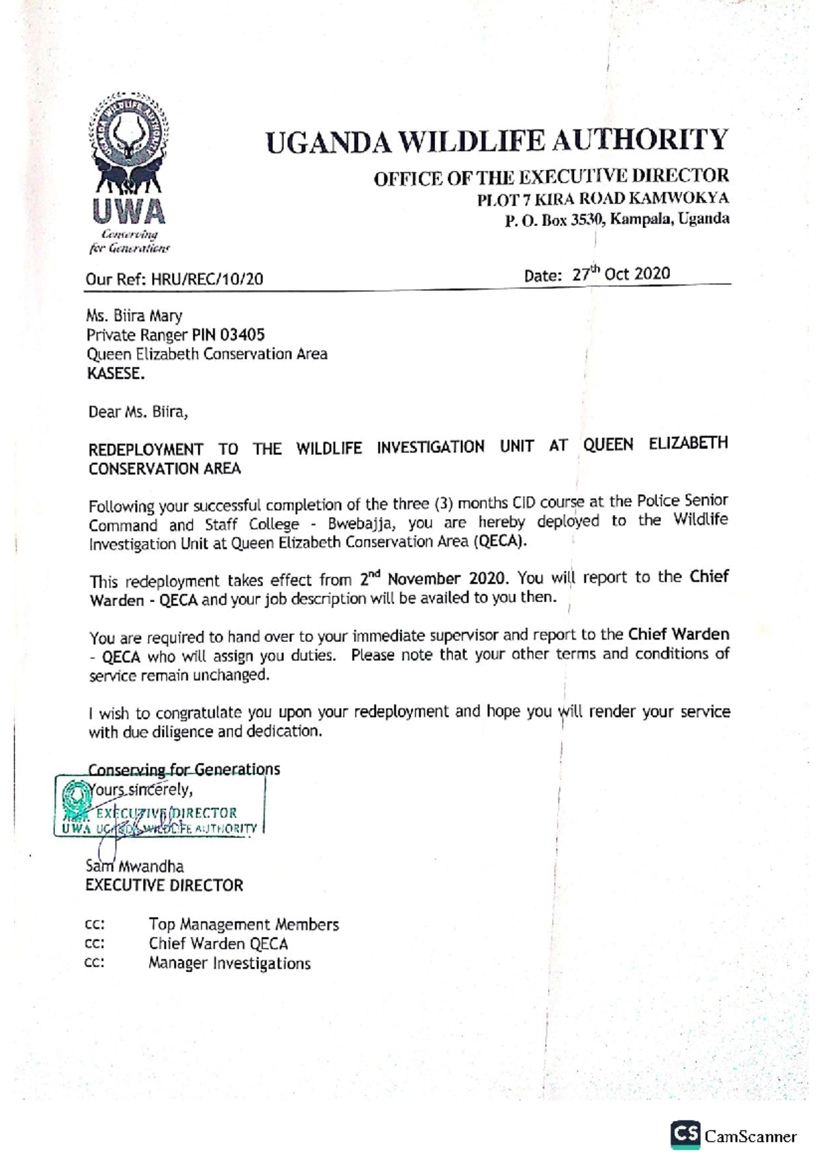 Academic Documents for Biira Mary - UWA Redeployment & Certifications ...