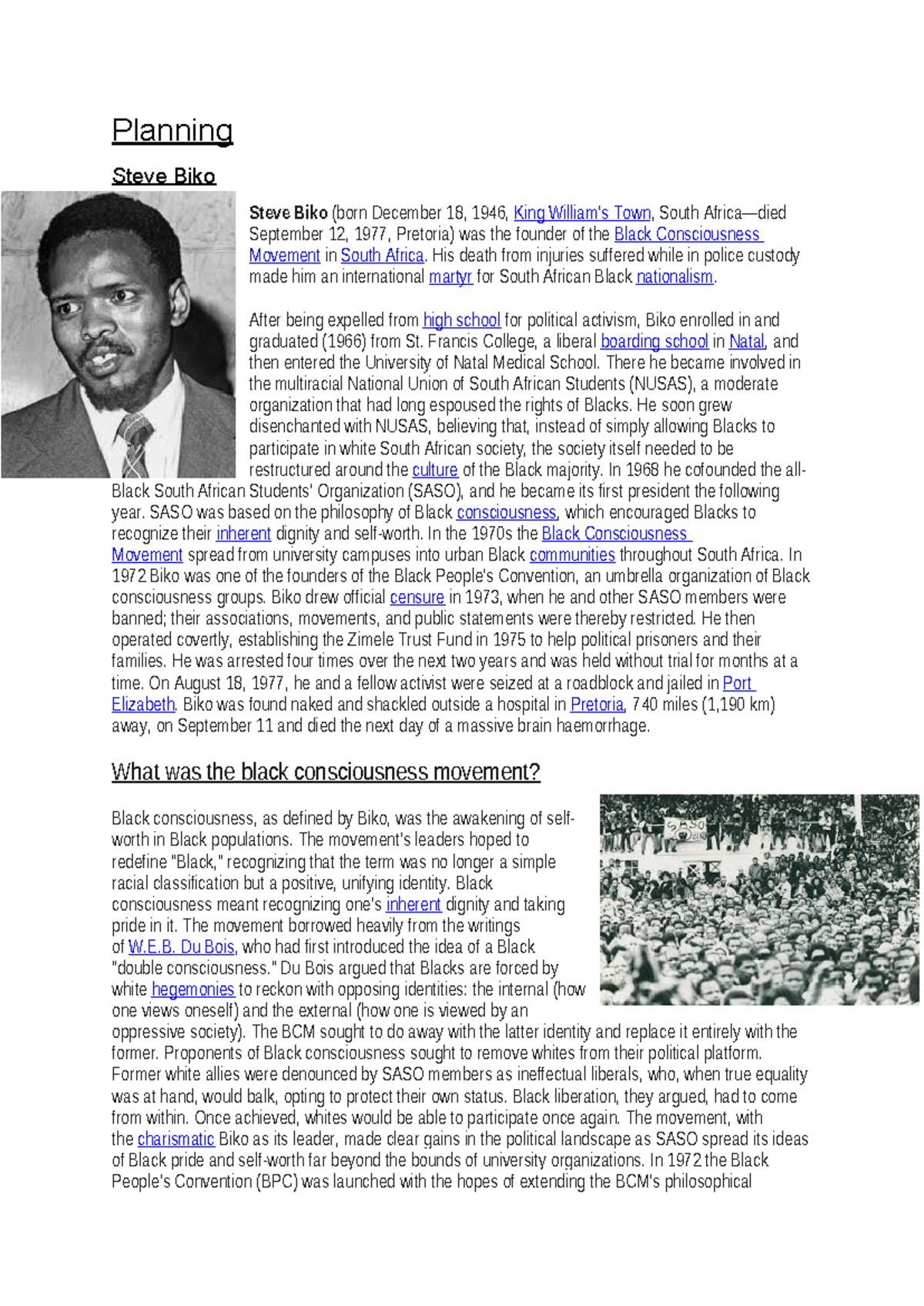 "BCM 101: An In-Depth Study of the Black Consciousness Movement" - Studocu