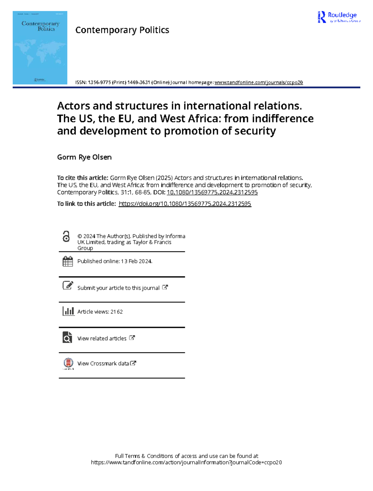 Actors and Structures in Global Politics: US, EU, and West Africa ...