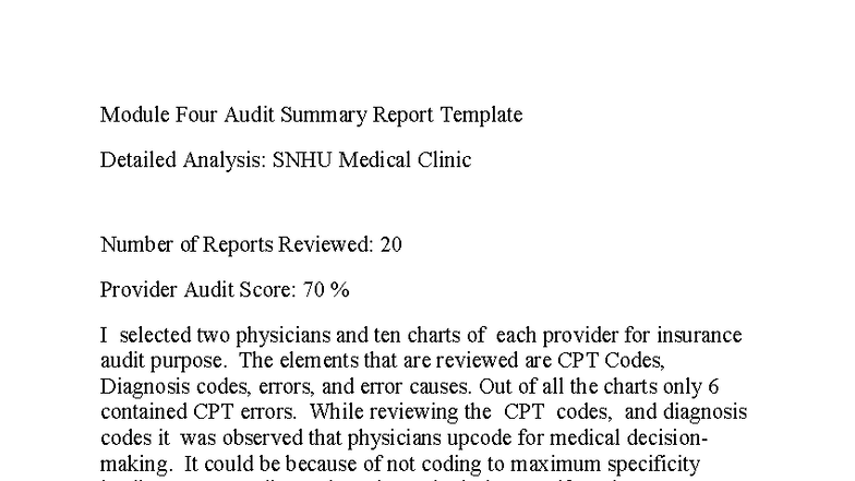 Module 4 Audit Summary Report: Detailed Analysis of CPT Errors - Studocu
