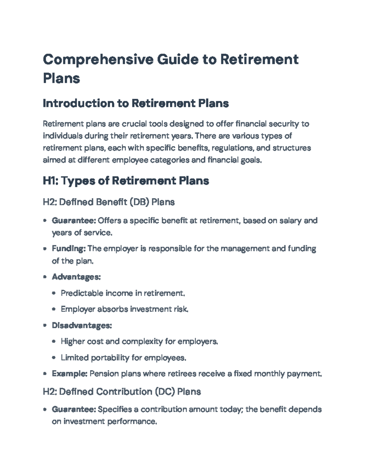 Comprehensive Guide to Retirement Plans (Course Code: TBD ...