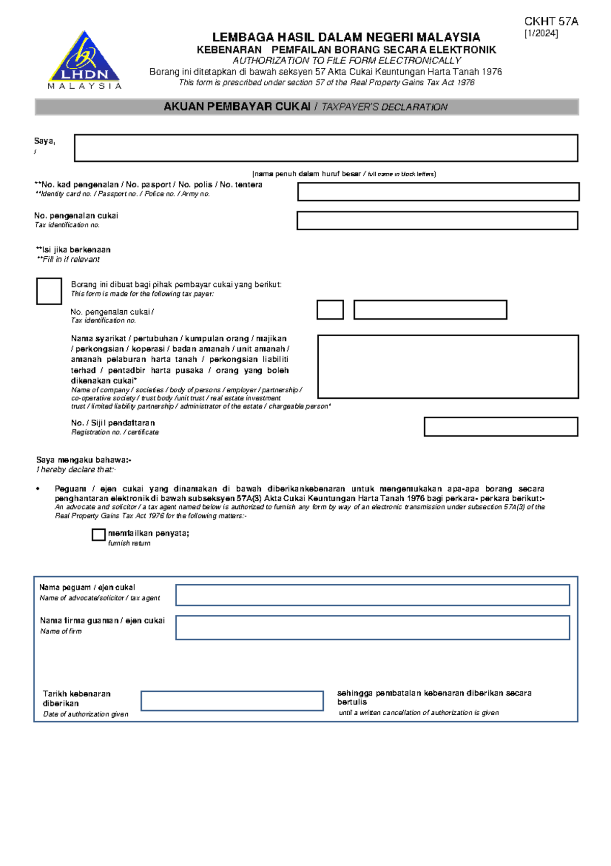 CKHT 57A - Authorization for Electronic Tax Form Submission - Studocu