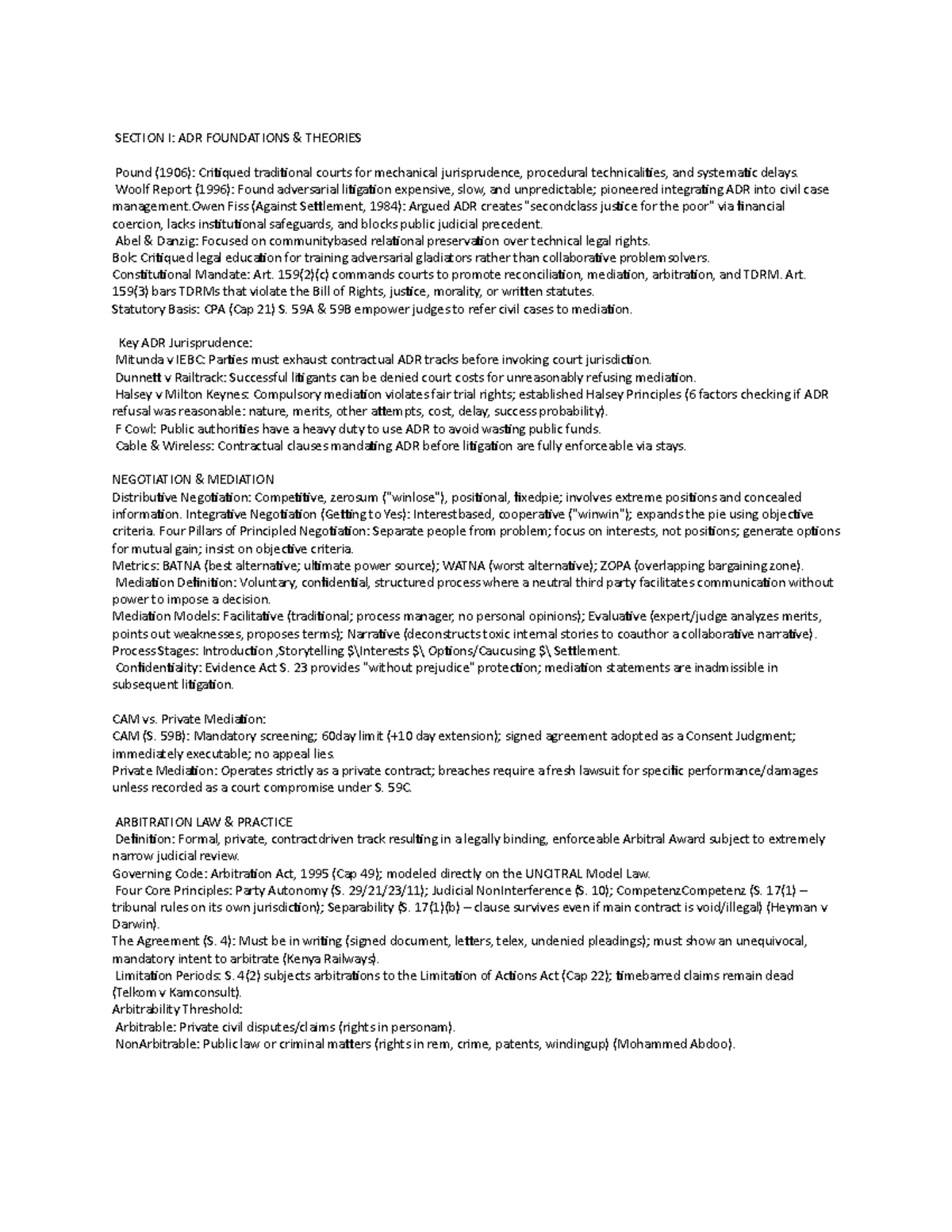ADR Foundations and Theories: Advanced Legal Research (ALR) - Studocu