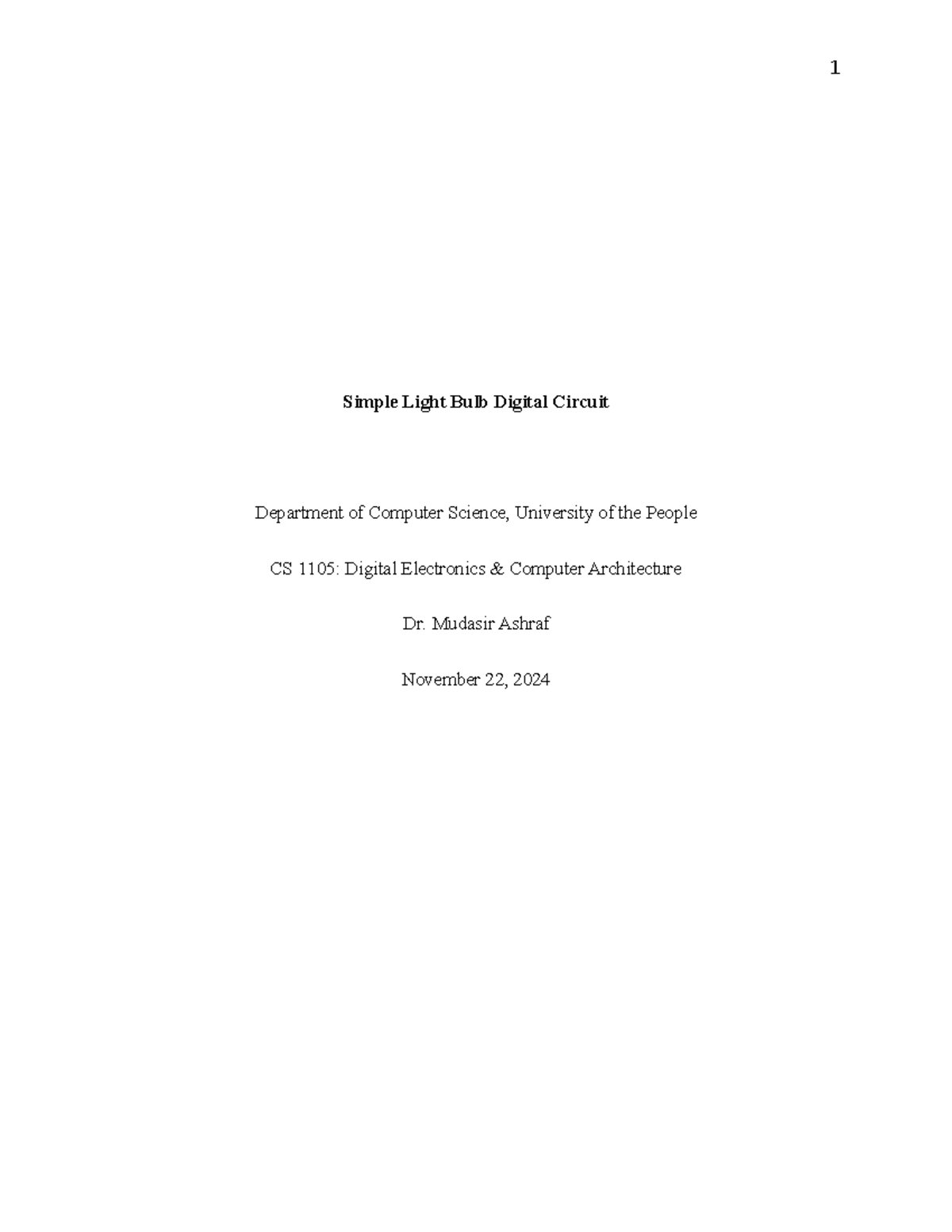 CS 1105: Week 1 - Simple Light Bulb Circuit Design and Analysis - Studocu