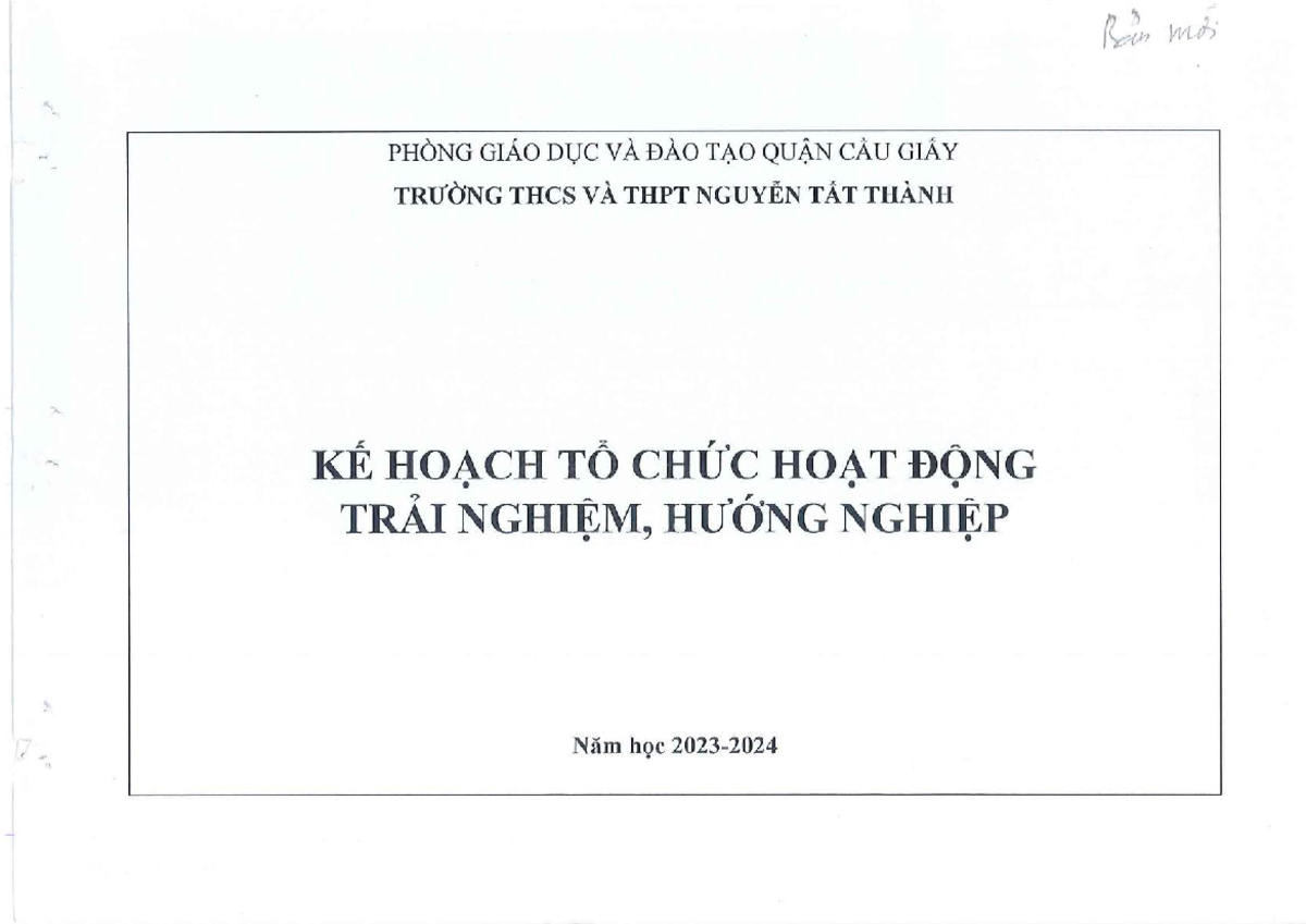 Ví dụ 2 - KHDH THCS Trải nghiệm hướng nghiệp Trường NTT - Bain mos ...