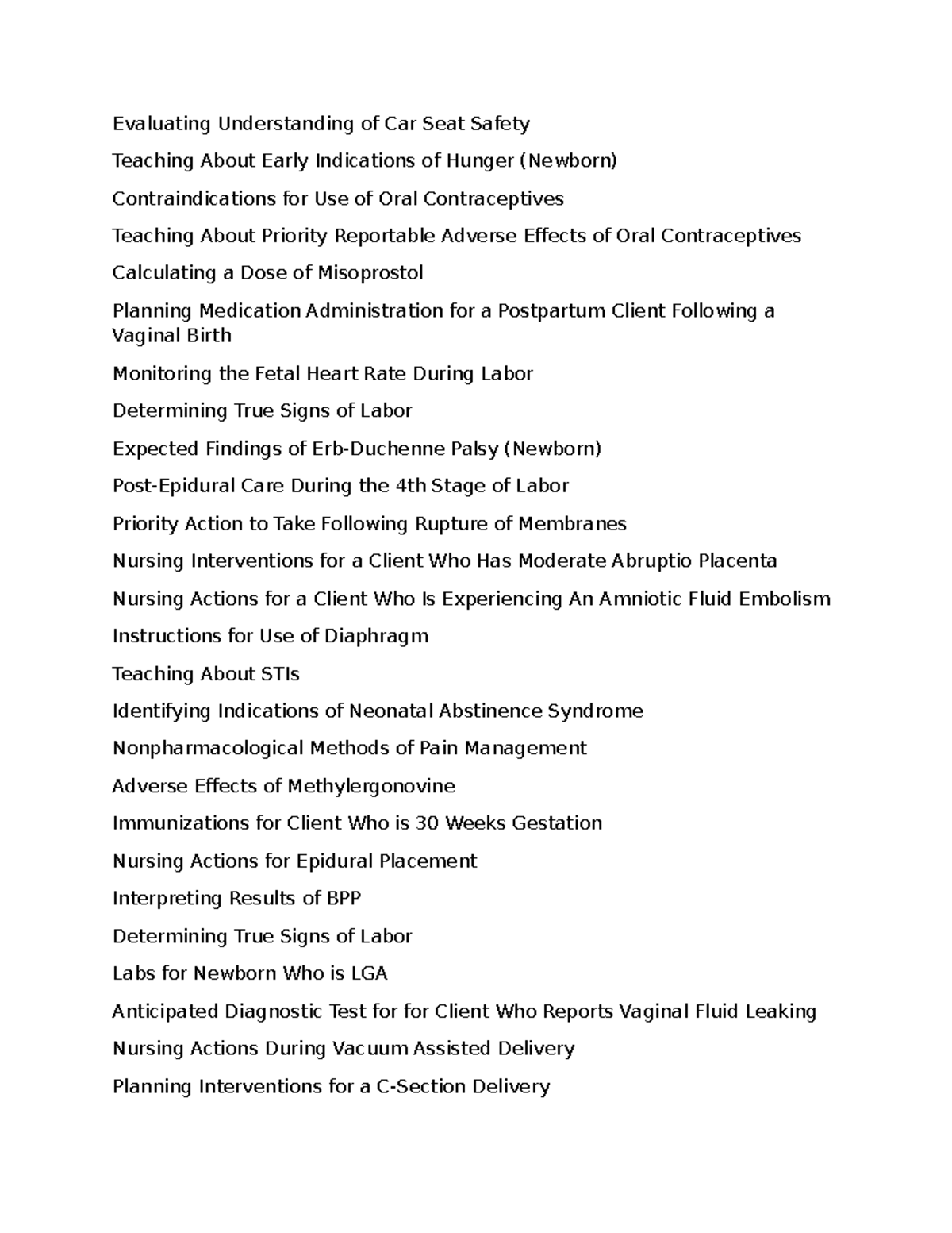 MI CMS Prep - Comprehensive Nursing Care Notes for Maternal & Newborn ...