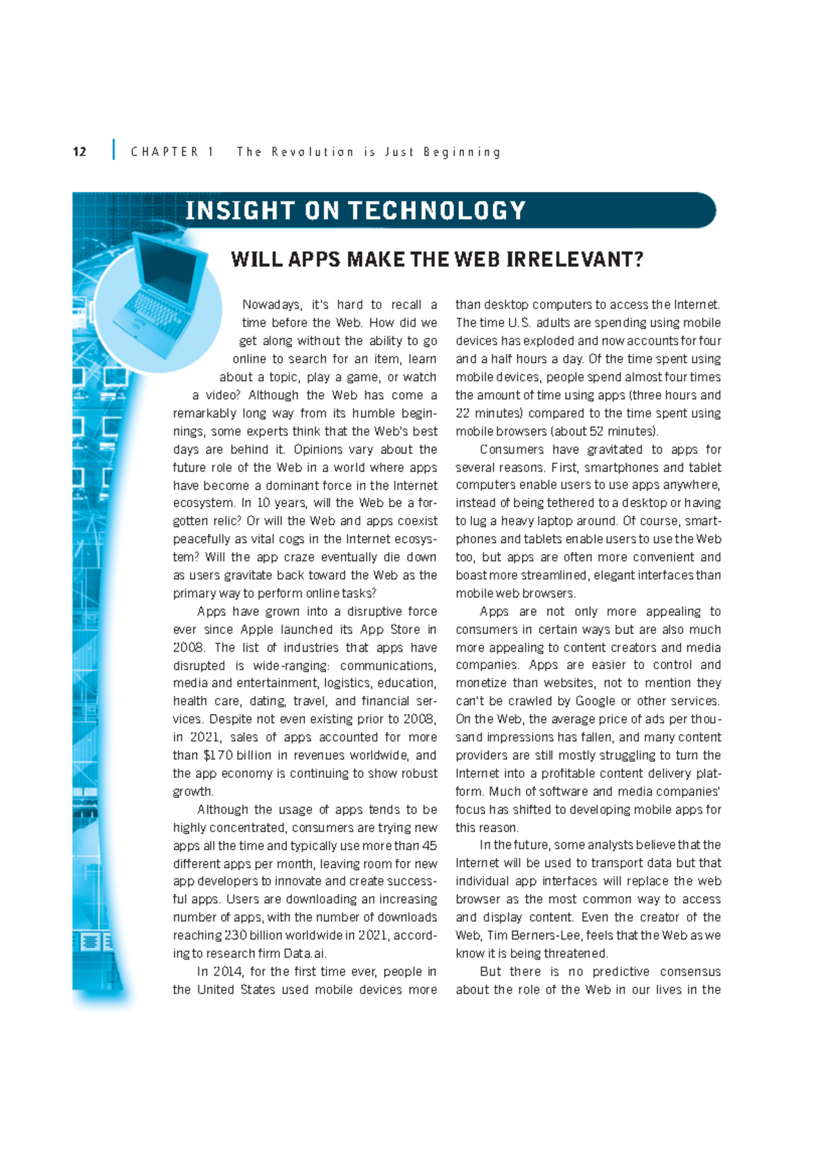 WILL APPS MAKE THE WEB Irrelevant - 12 C H A P T E R 1 T h e R e v o l u t i o n i s J u s t B e ...