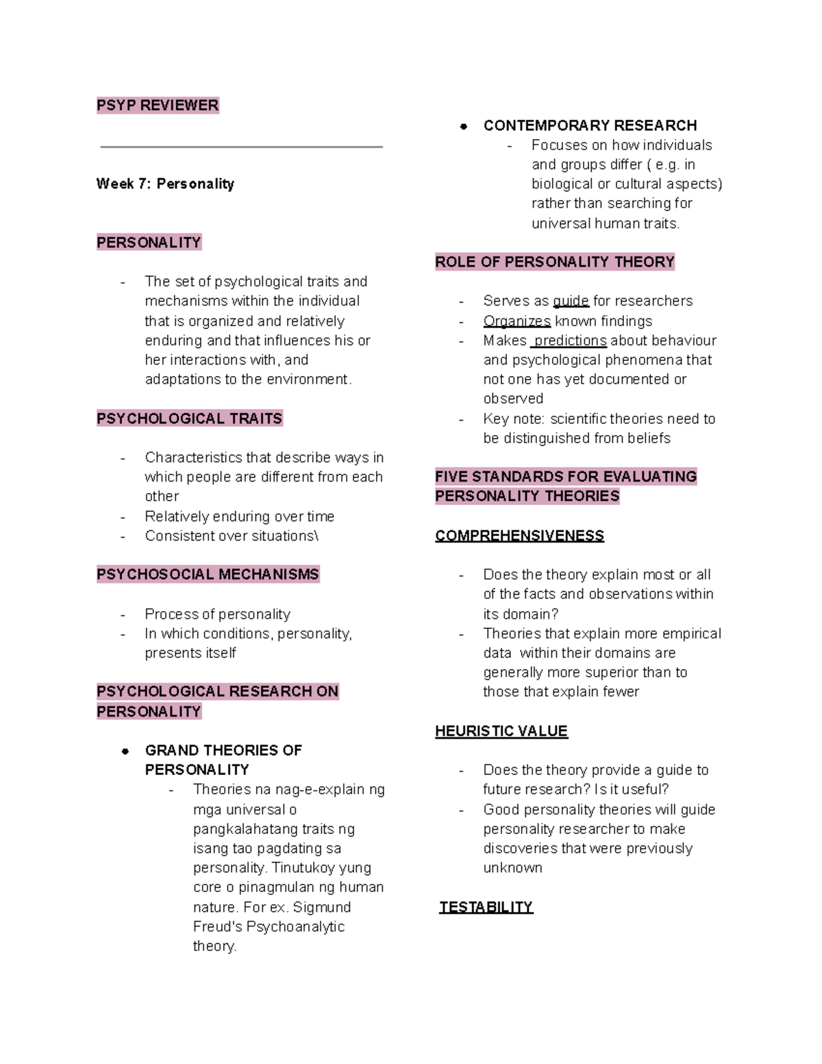 PSYP 1st Year Reviewer: Week 7 & 8 Personality and Emotion Insights ...