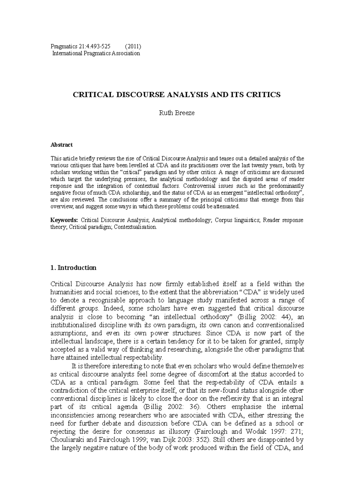 CDA and its critiques - Critical Discourse Analysis and its critique ...