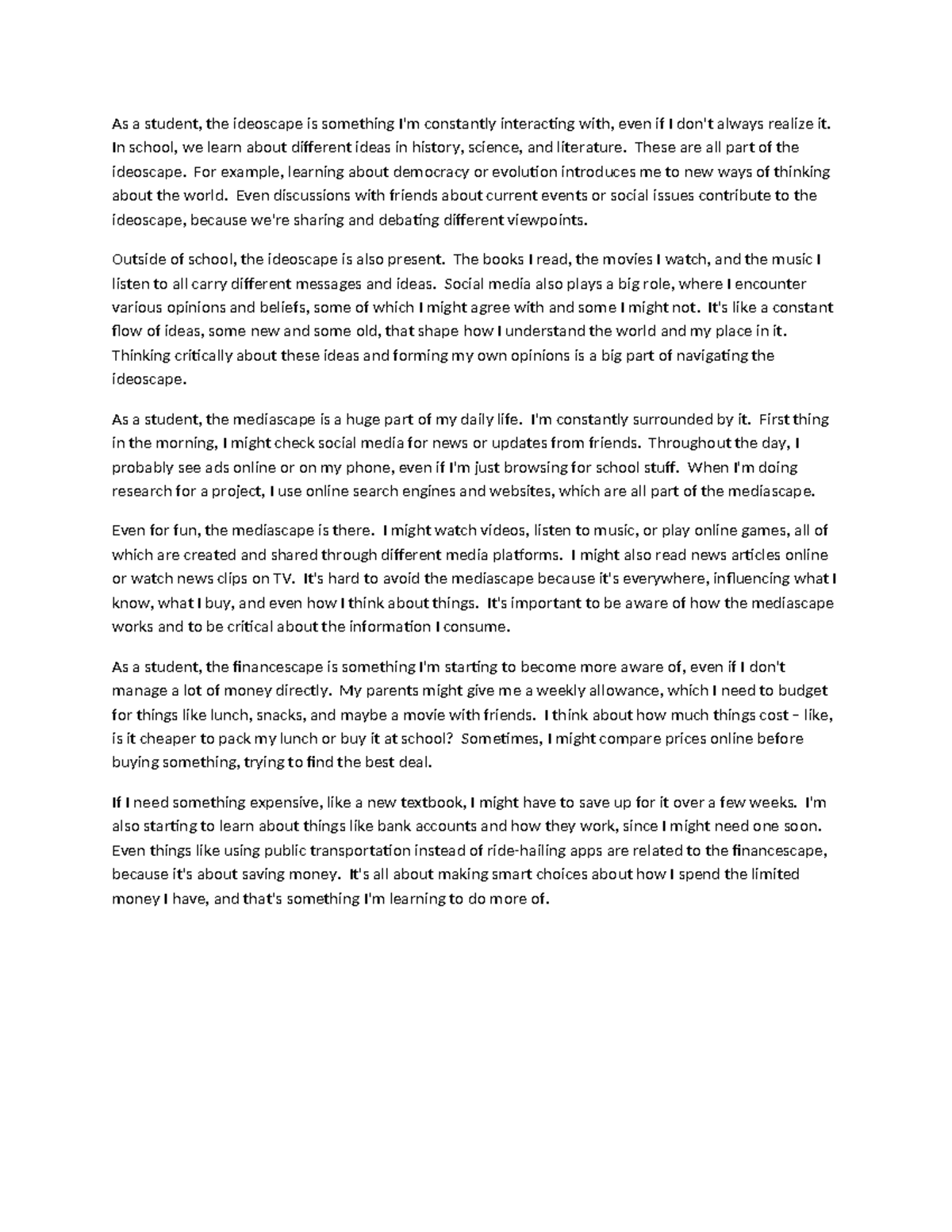 Exploring the Ideoscape, Mediascape, and Financescape as a Student ...