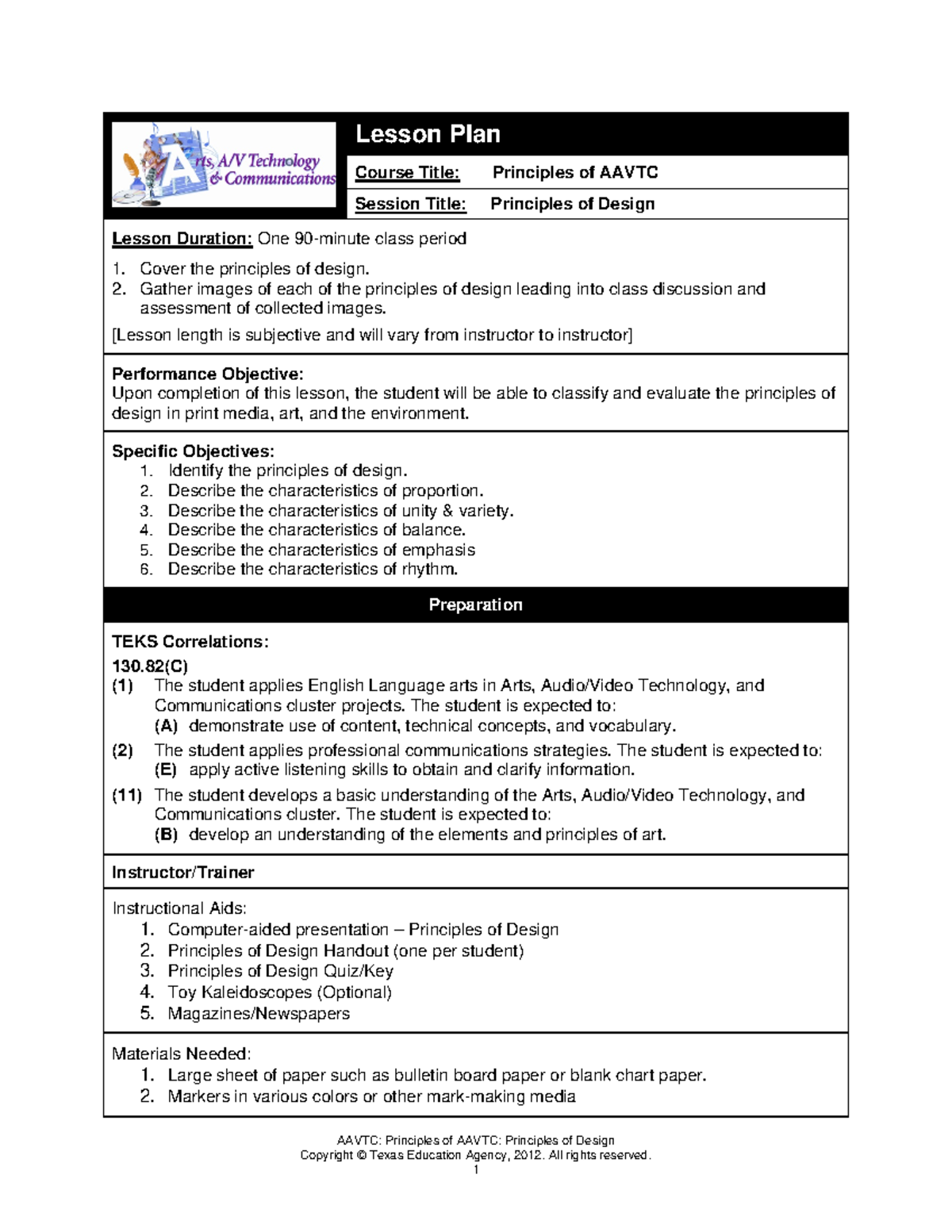 Principles of design - AAVTC: Principles of AAVTC: Principles of Design ...