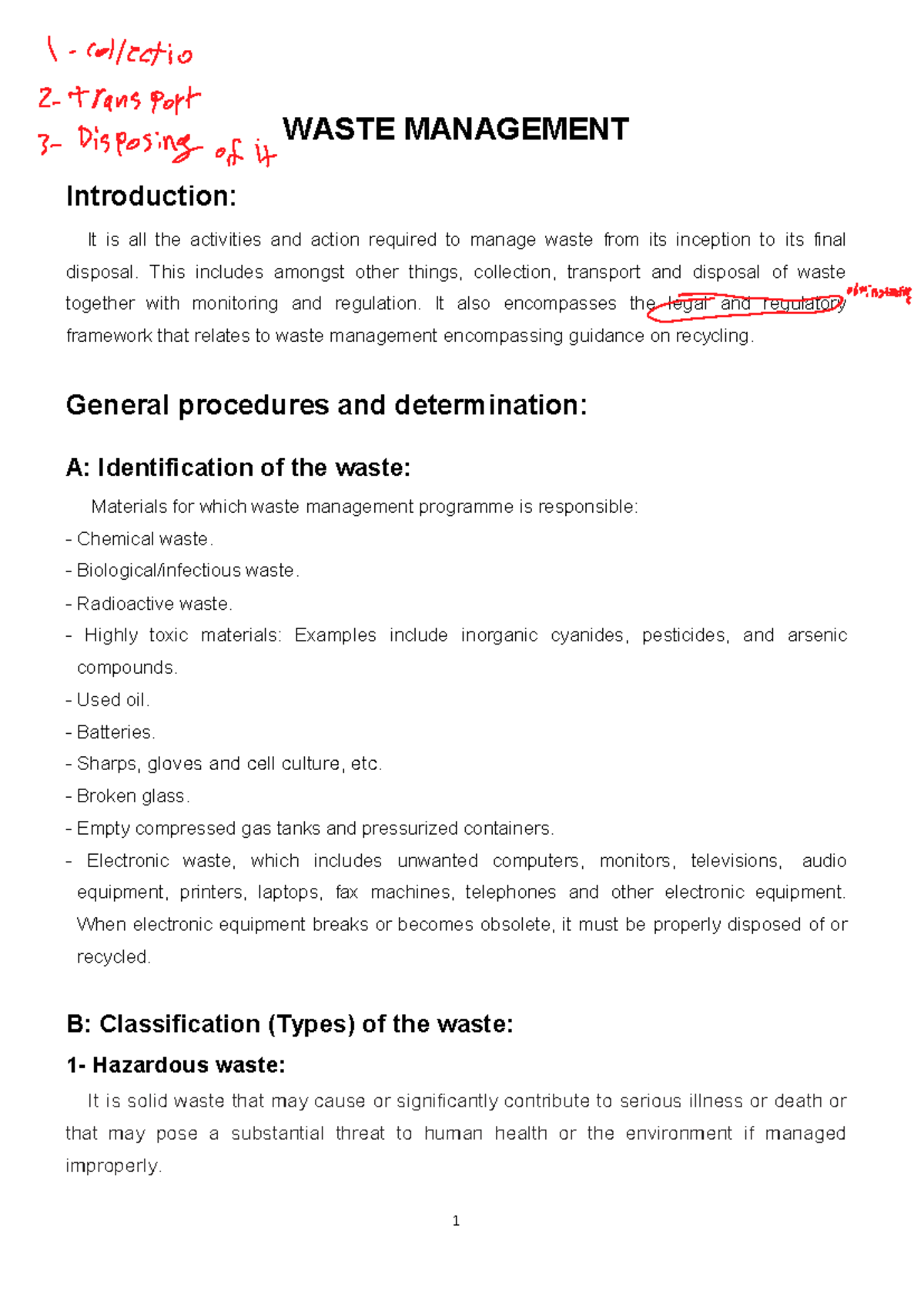 WASTE MANAGEMENT: Lecture 8 on Waste Identification & Disposal ...