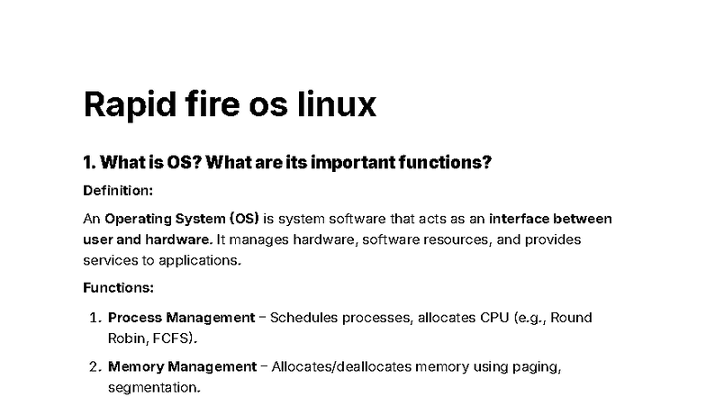 Rapid Fire OS Linux: Key Concepts and Functions Explained - Studocu