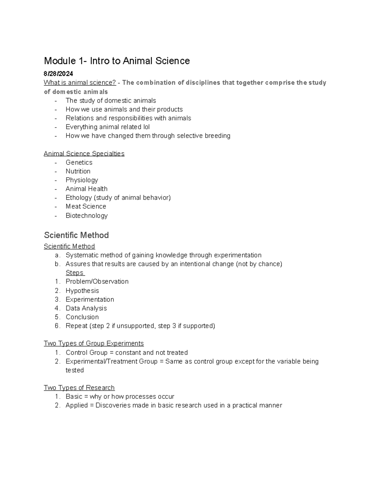 Animal Science 101: Overview of Reproduction & Genetics Concepts - Studocu