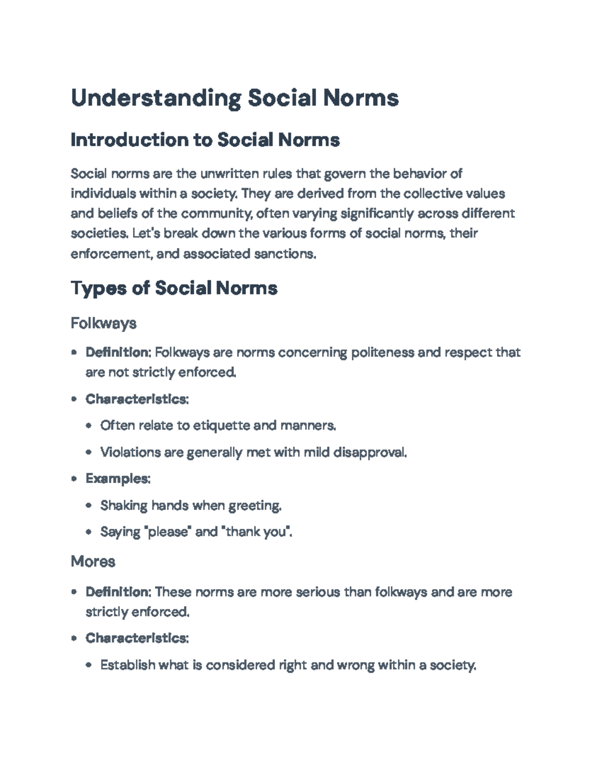 Social Norms: Types, Enforcement Mechanisms, and Social Stability ...