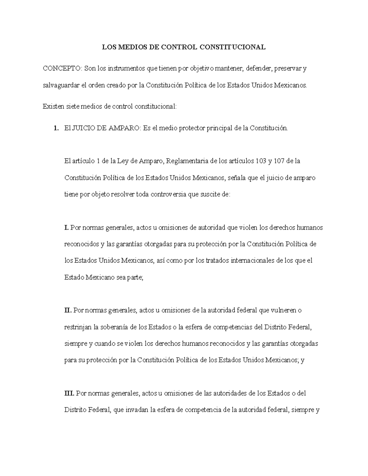 Medios de Control Constitucional en México: Conceptos y Tipos - Studocu