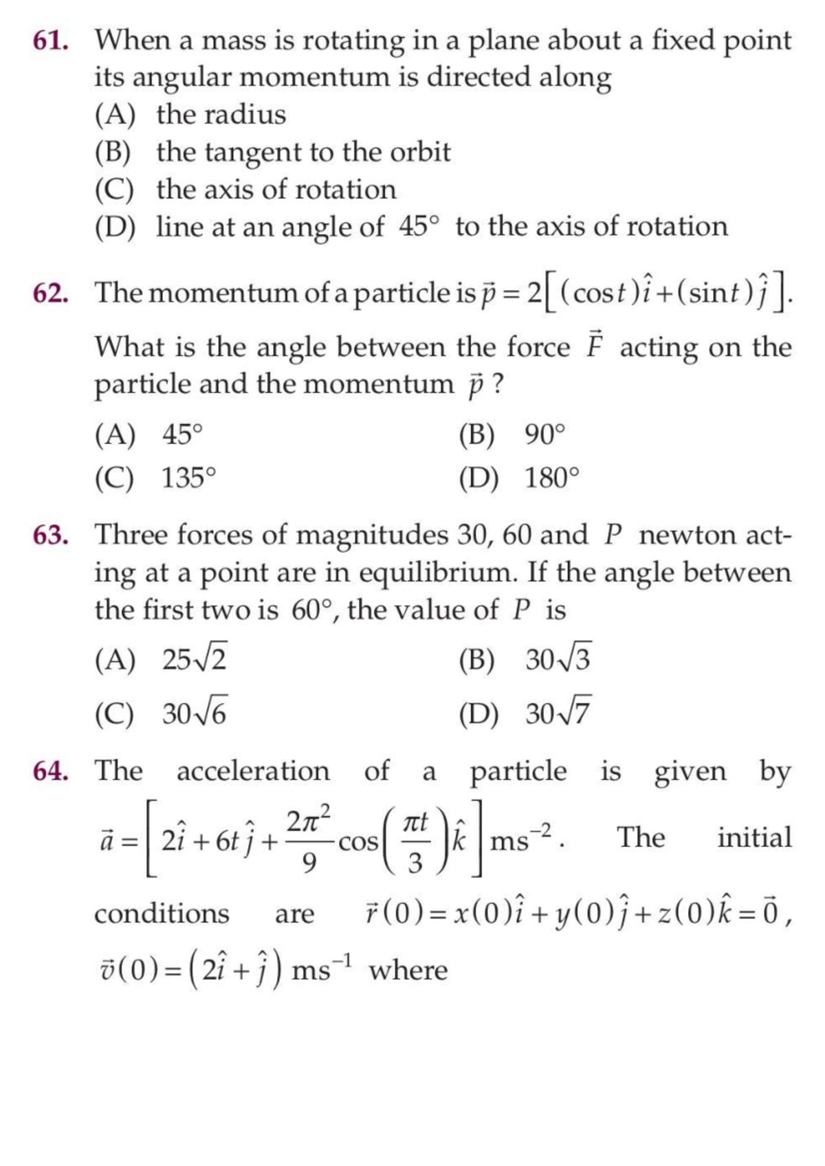 Practice Set 2 (Vector) - Angular Momentum and Forces - Studocu