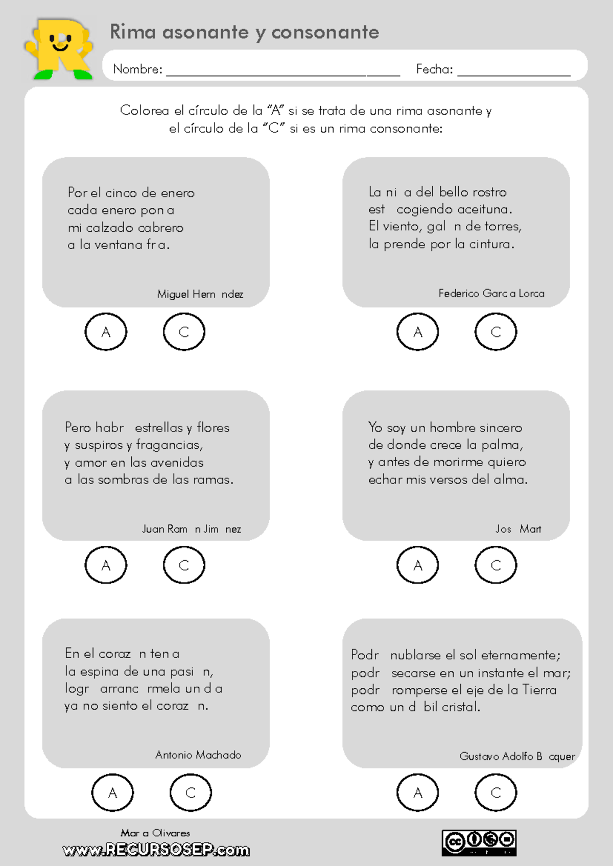 Rima Asonante y Consonante: Ejercicios y Análisis - Studocu