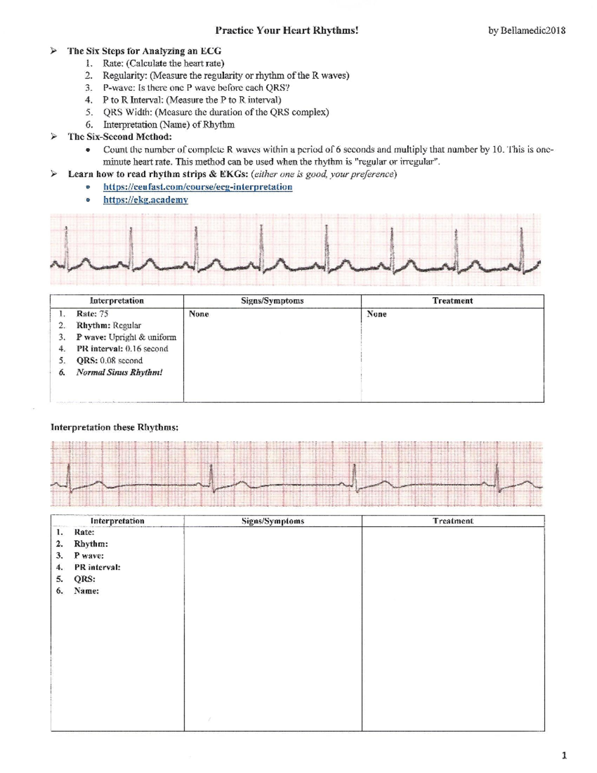 Cardiac Rhythms Practice Guide for Nursing Students (NURS 101) - Studocu