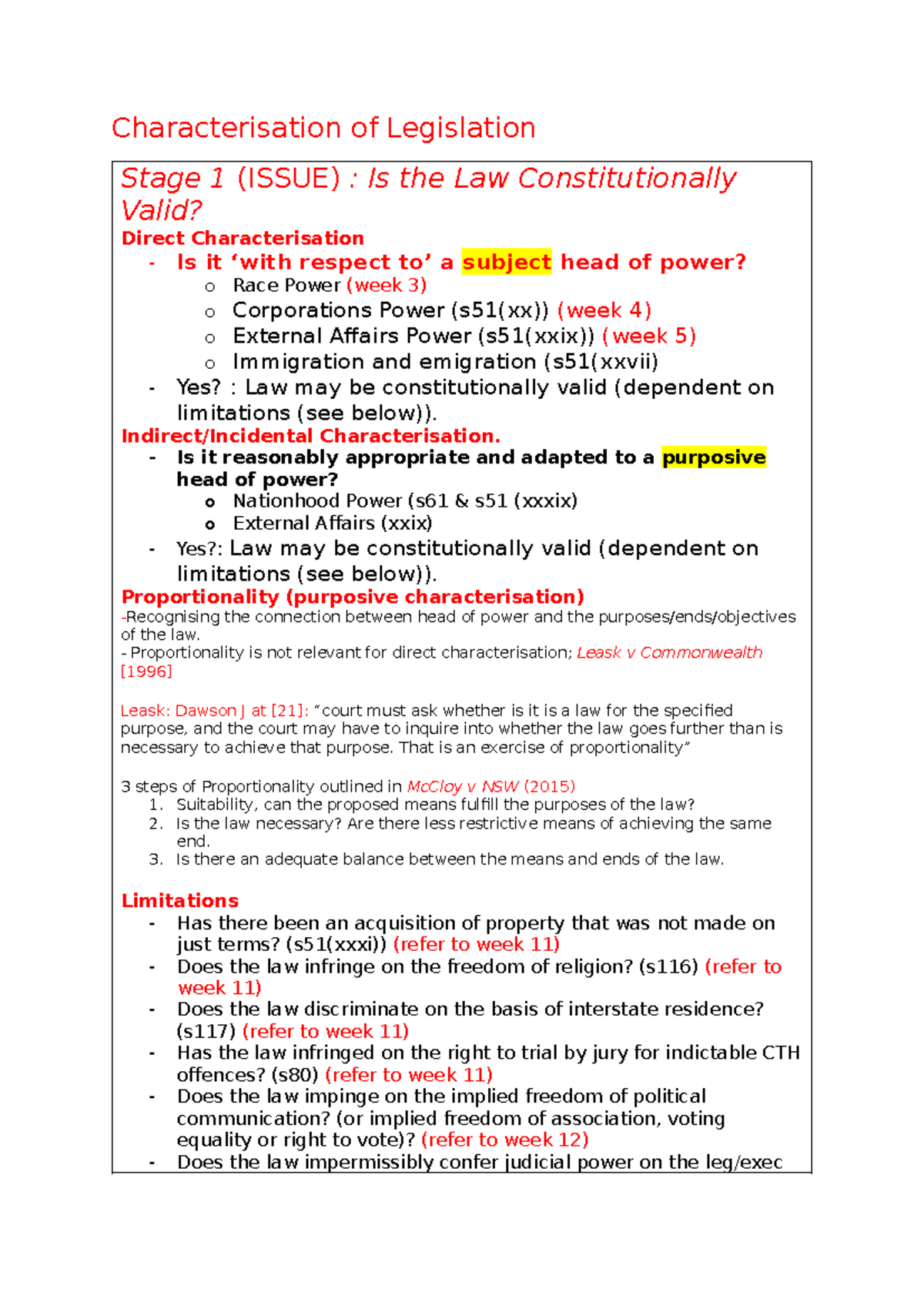 Constitutional Law Scaffolds: Weekly Summaries (LAW101) - Studocu
