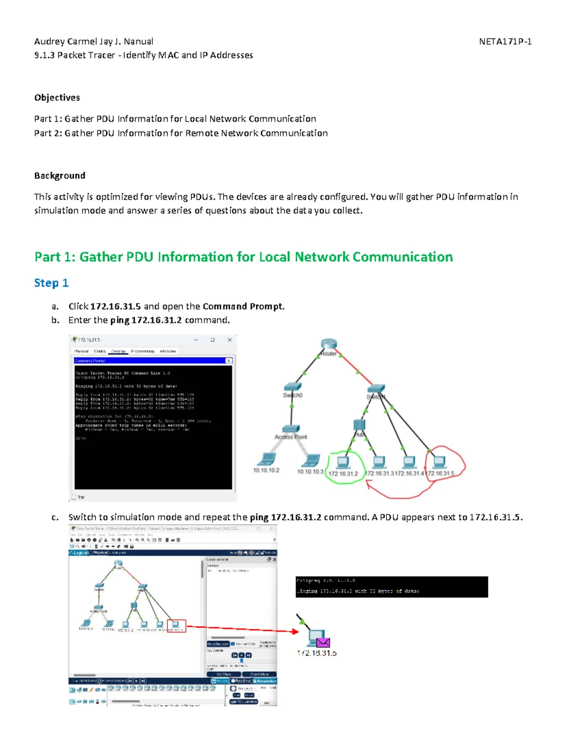 12.4.5 Packet Tracer - Basic Device Config & Topology Setup - Studocu