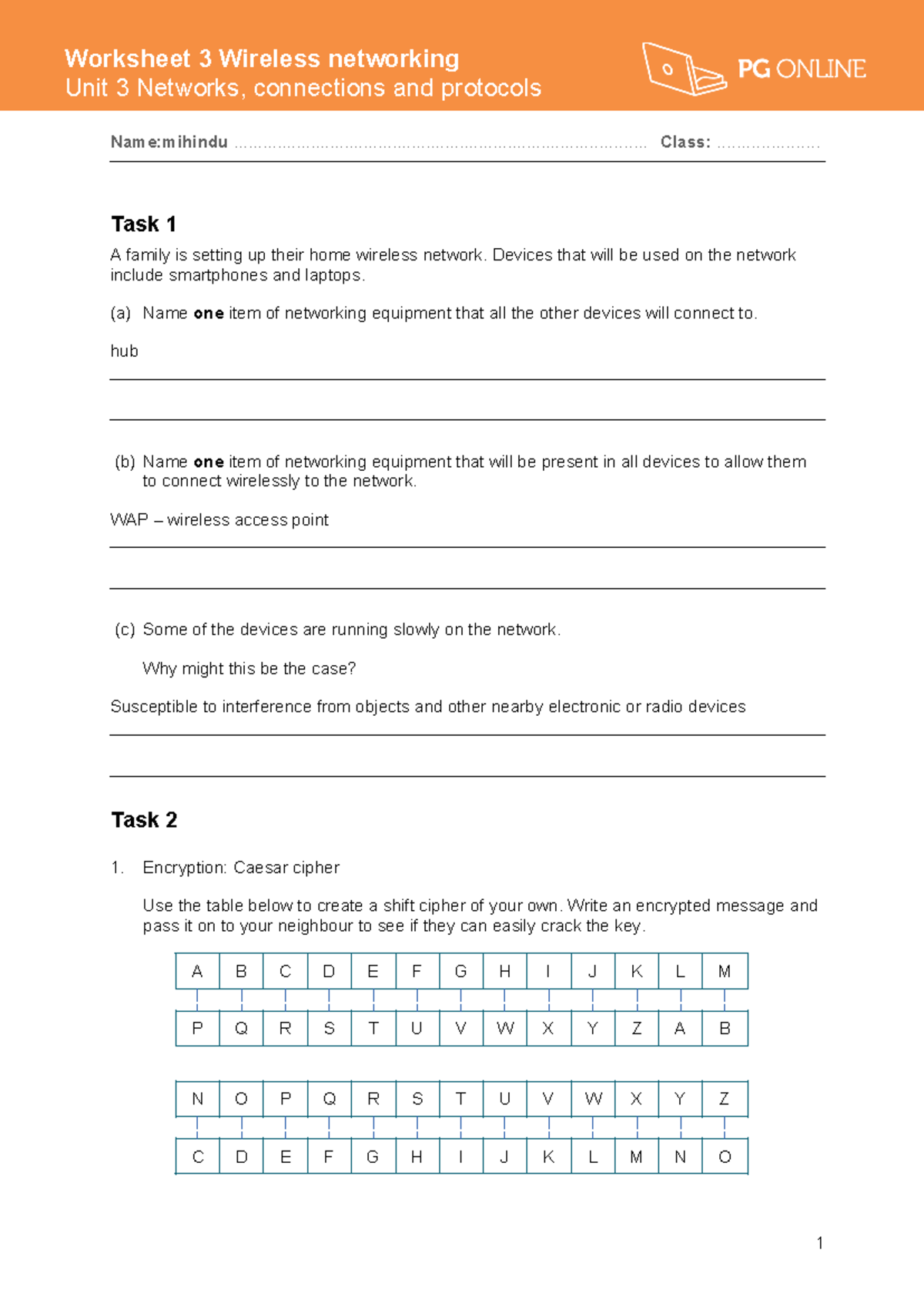 T3 Worksheet 3 - Wireless Networking & Encryption Revision - Studocu
