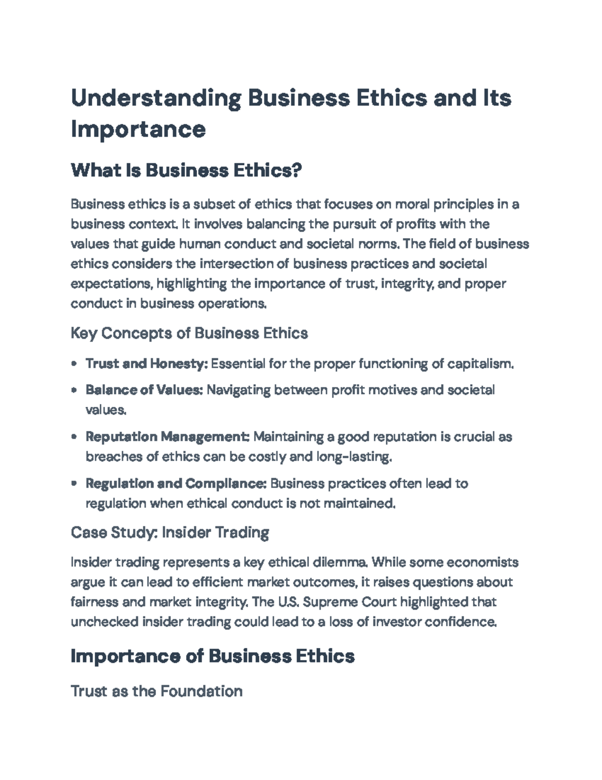 Business Ethics: Importance, Concepts, and Ethical Dilemmas (BUS 101 ...