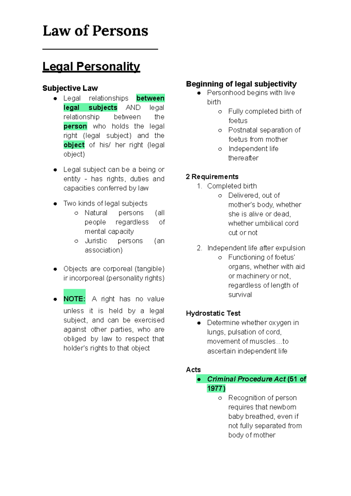 Introduction to Law of Persons - Law of Persons ...