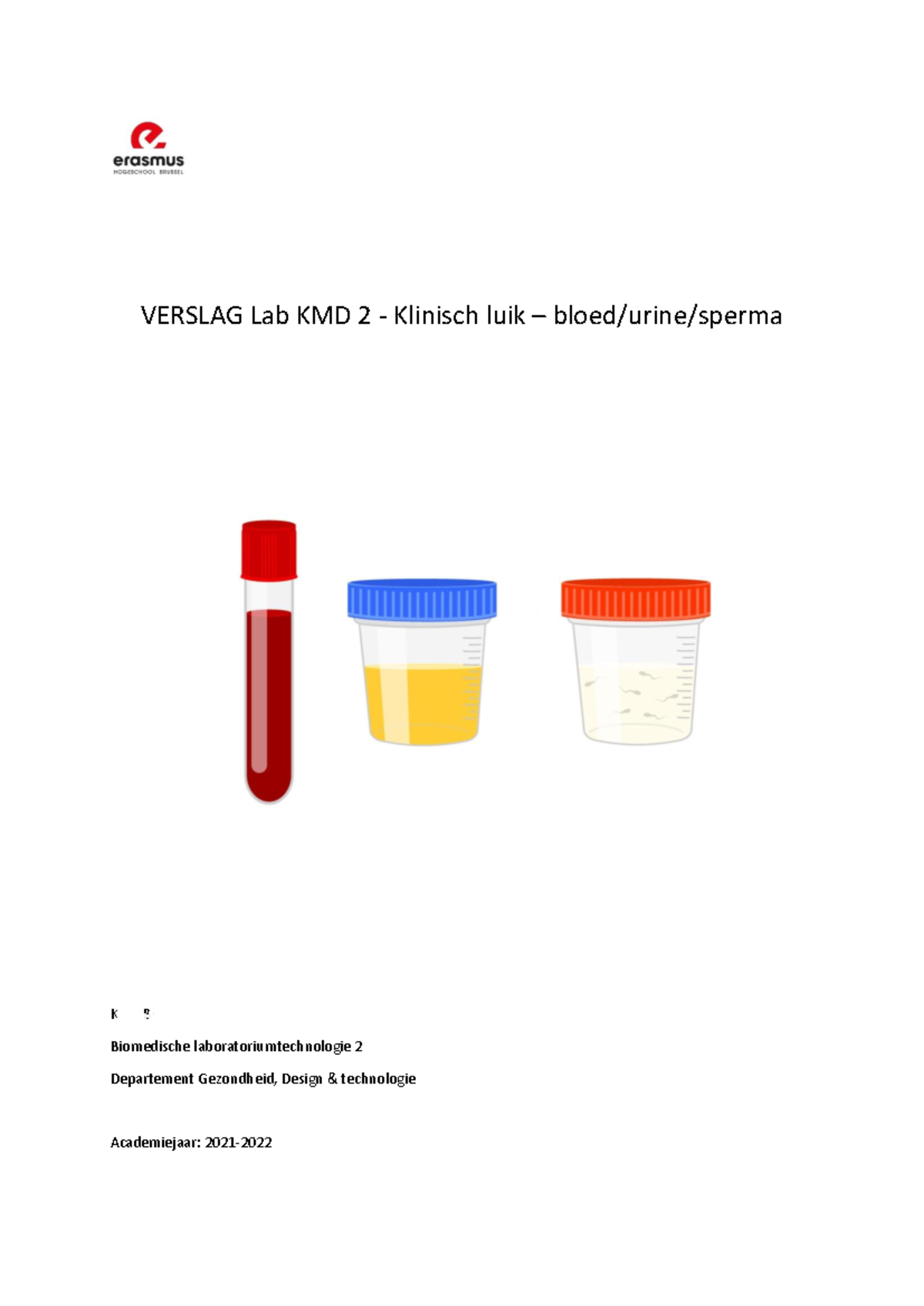 Laboverslag klinische deel bloed, urine, sperma - 2021- VERSLAG Lab KMD ...