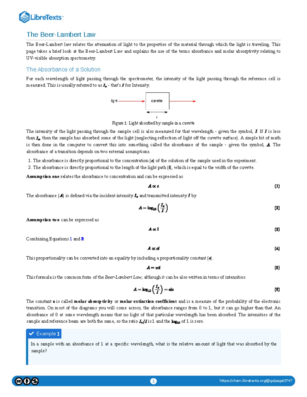 The Beer-Lambert Law Explained - CHM 101 Lecture Notes - Studocu