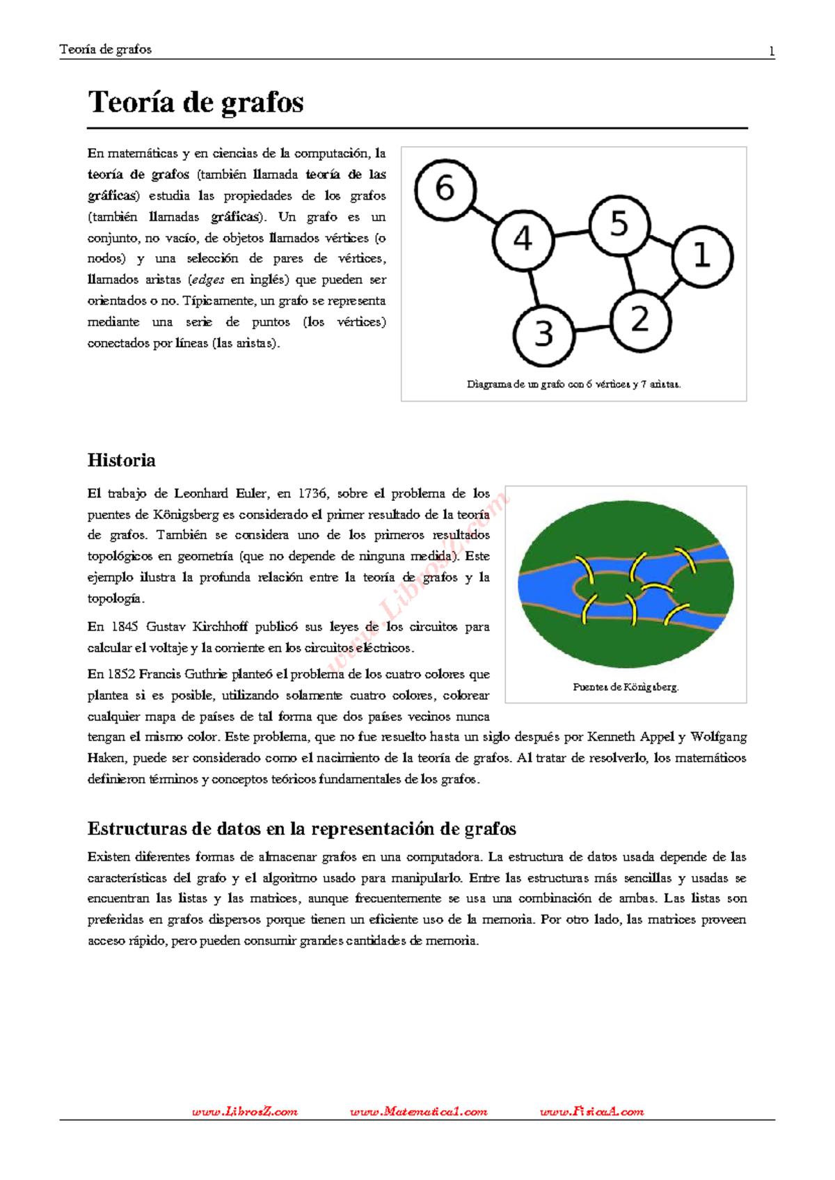 Grafo - Teoría de grafos Diagrama de un grafo con 6 vértices y 7 ...