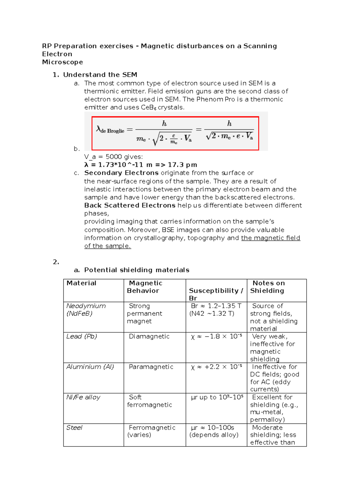RP Preparation Exercises: Magnetic Disturbances in SEM (IM Phys ...