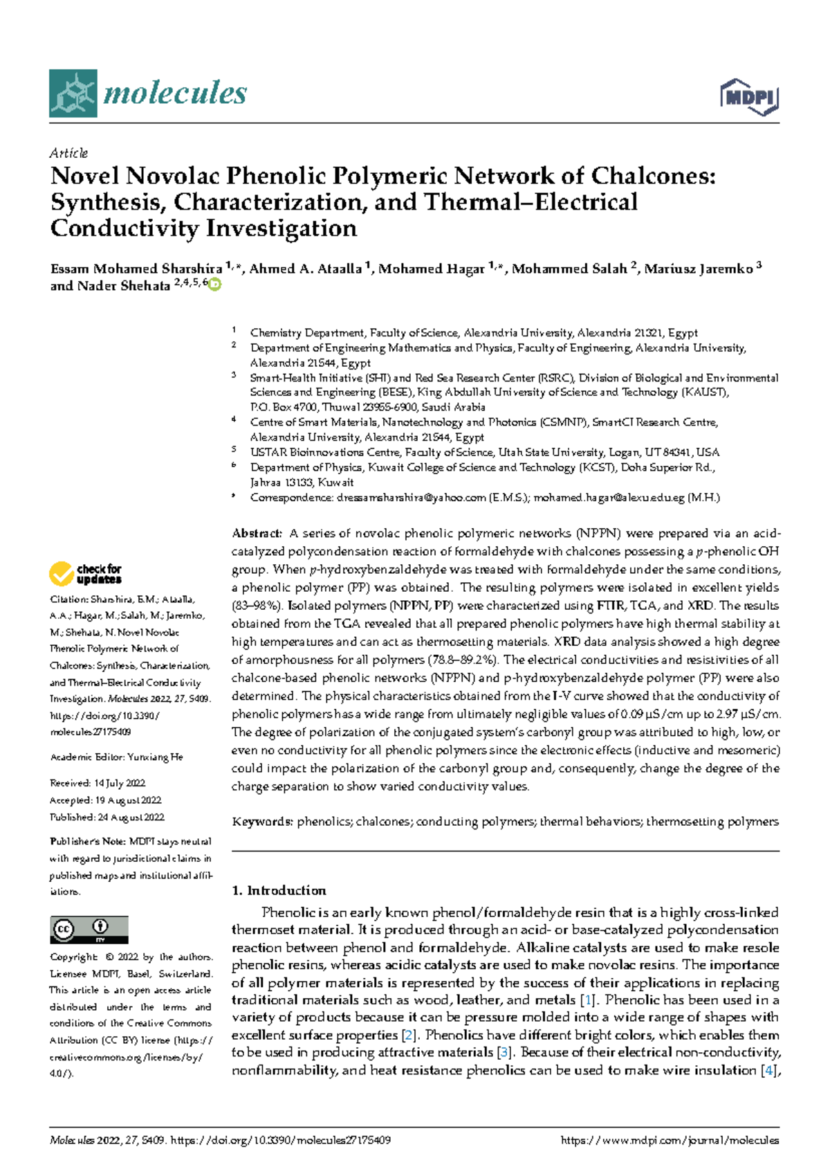 Synthesis and Characterization of Chalcone-Based Phenolic Polymers ...