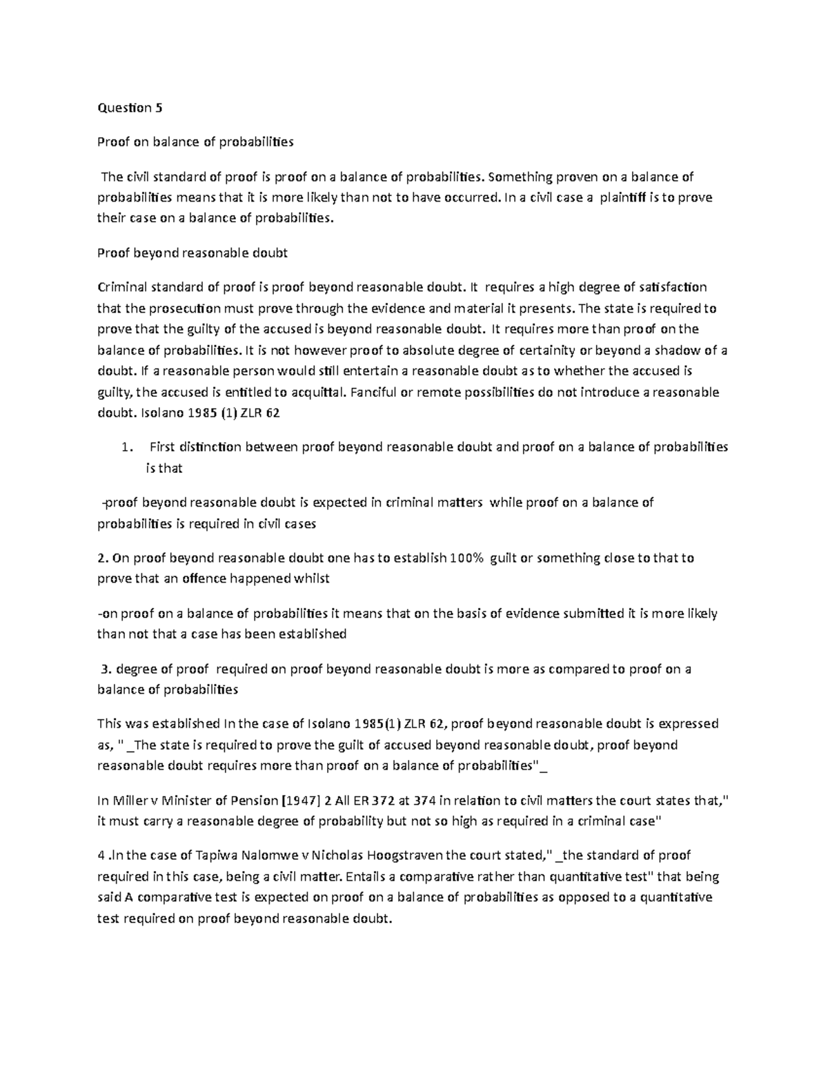 Civil Procedure Assignment: Standards of Proof Explained - Studocu